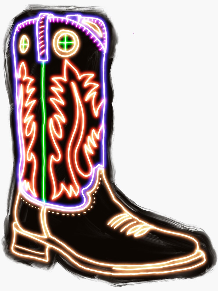 "Neon Cowboy boots 2" Sticker for Sale by mrahgazi | Redbubble