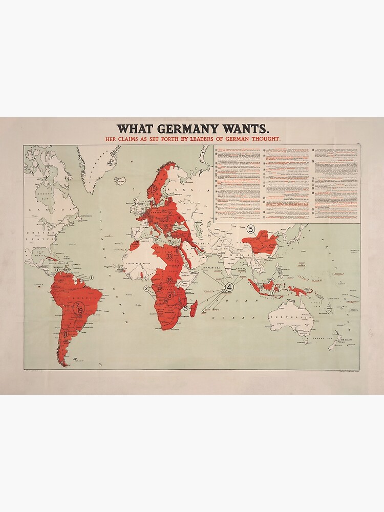 "Vintage WWI German Conquest Ambitions Map (1917)" Poster for Sale by ...