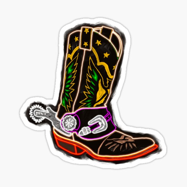 Pegatina «Botas vaqueras de neón 4» de mrahgazi | Redbubble