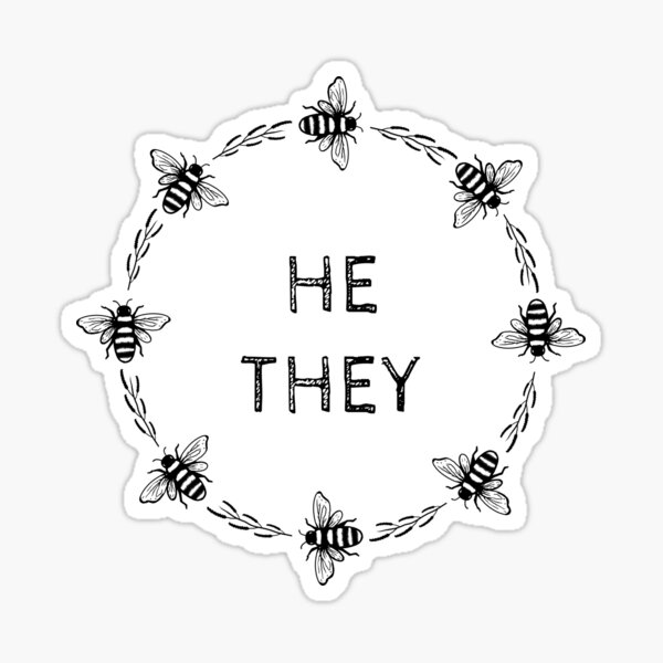 "Bee Queer Pronouns - He/They" Sticker for Sale by allimckee | Redbubble