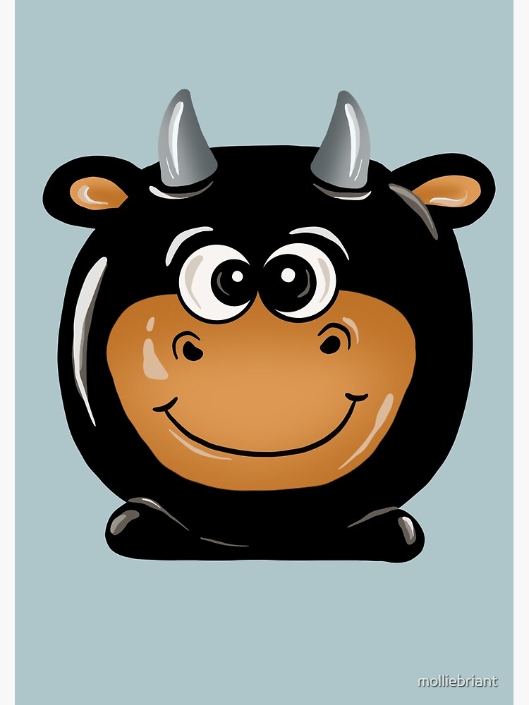 "Cute Goofy Bull Cartoon" Poster for Sale by molliebriant | Redbubble