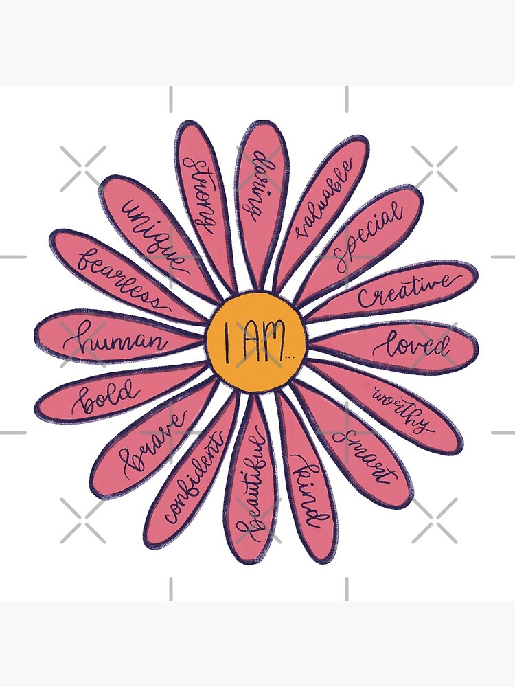 "Pink Flower I Am Positive Affirmations Sticker Daisy " Coasters (Set ...