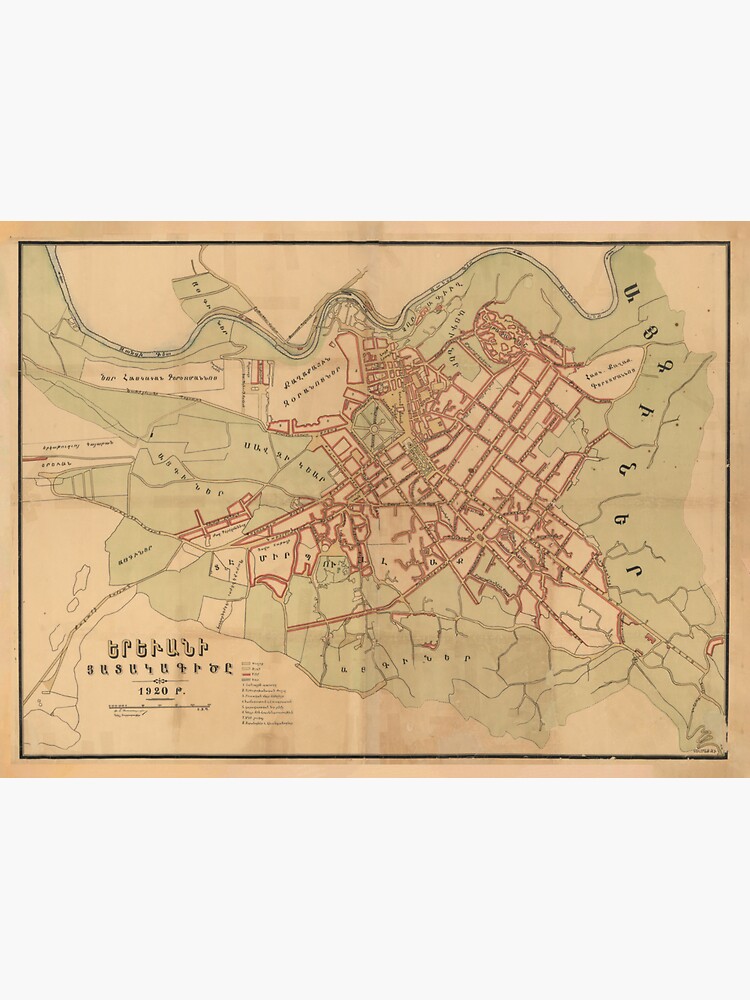 "Vintage Map of Yerevan Armenia (1920)" Sticker for Sale by ...