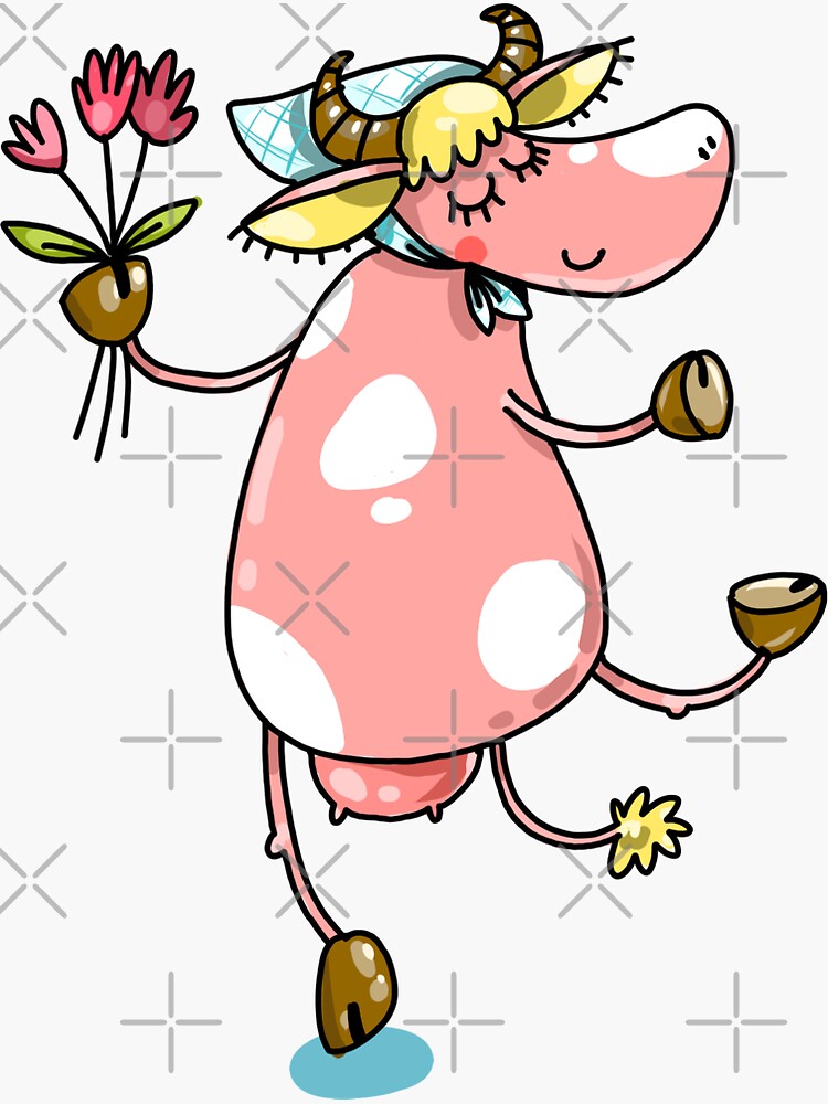 "Pink Cow" Sticker for Sale by choisanezine | Redbubble