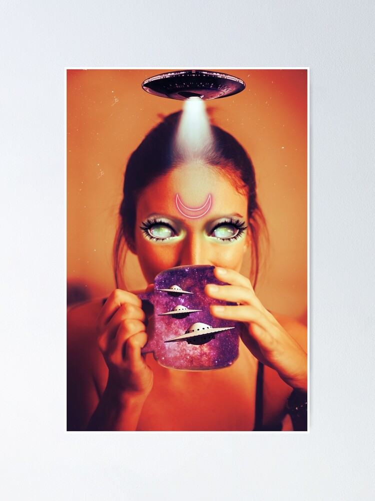 "Alien Drinking Coffee" Poster by Tidalmoonbeing | Redbubble