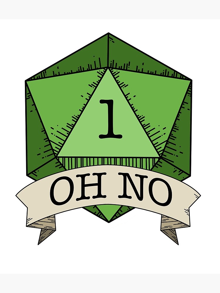 "D20 Nat 1 - Colored (Version 2)" Poster for Sale by AceLlama | Redbubble