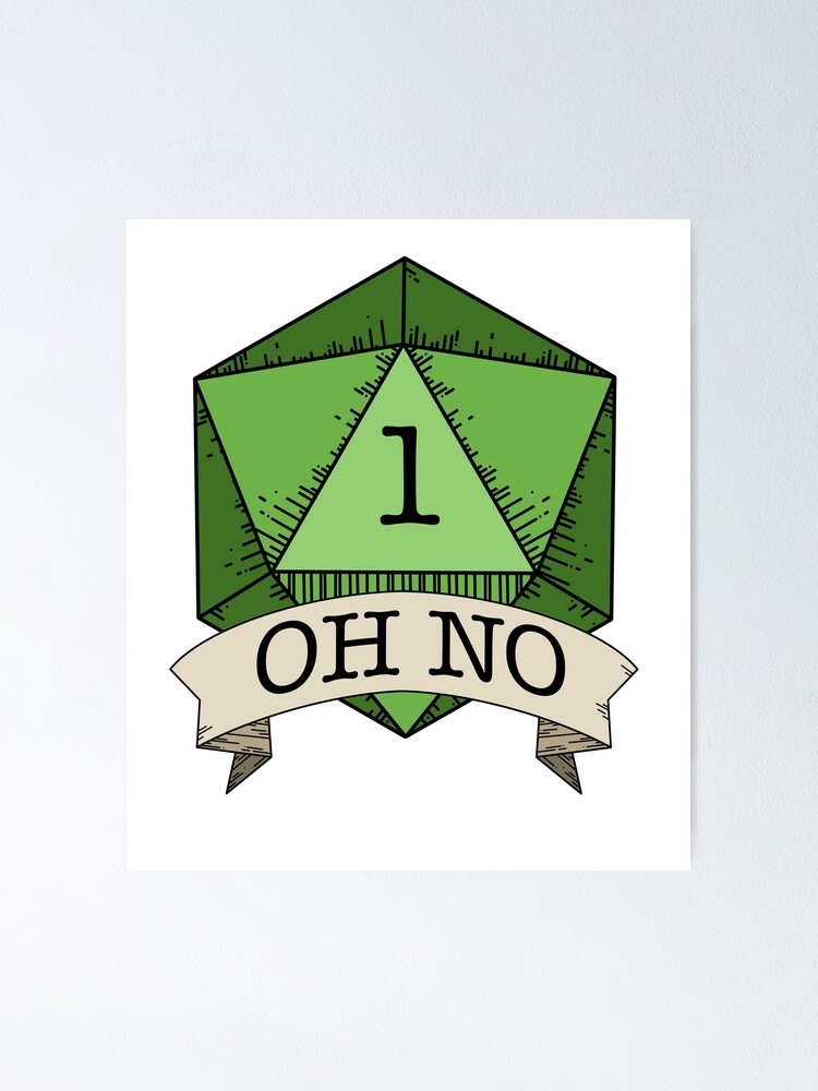 "D20 Nat 1 - Colored (Version 2)" Poster for Sale by AceLlama | Redbubble