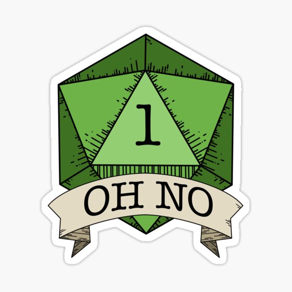 "D20 Nat 1 - Colored (Version 2)" Sticker for Sale by AceLlama | Redbubble