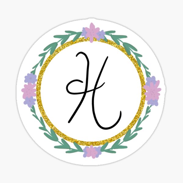 "H Gold And Floral Monogram" Sticker for Sale by Kimscreations | Redbubble