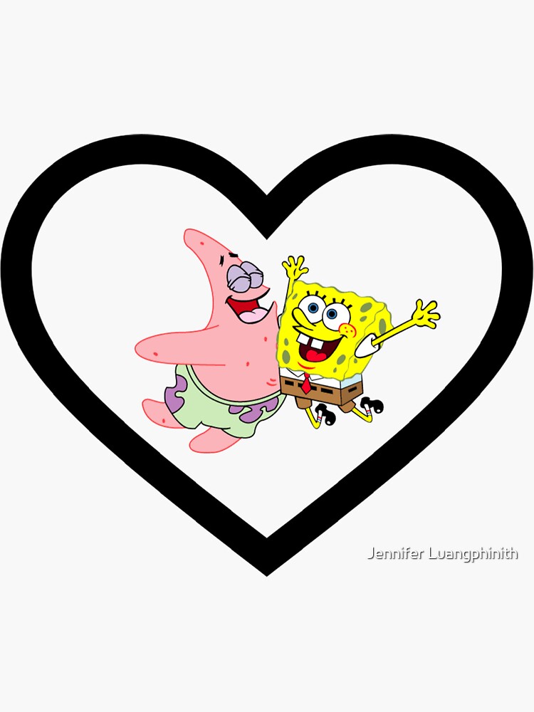 "Patrick & Spongebob Heart " Sticker for Sale by happysmurf | Redbubble