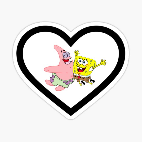 "Patrick & Spongebob Heart " Sticker for Sale by happysmurf | Redbubble