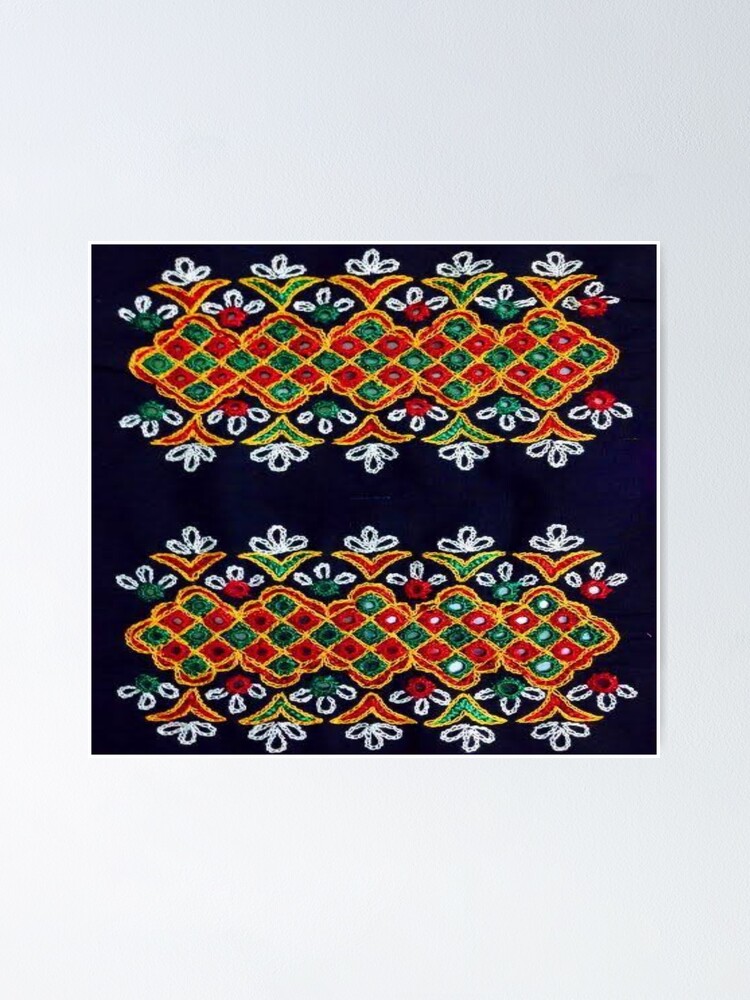 " hand work embroidery design" Poster for Sale by Ajabde13 | Redbubble