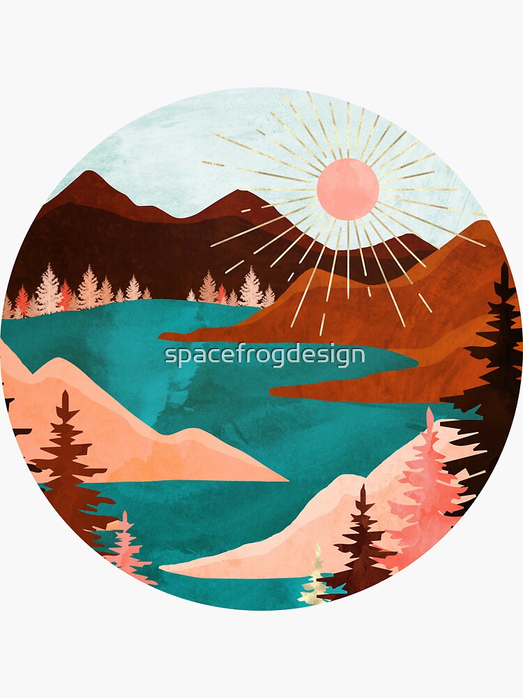 "Retro Lake" Sticker for Sale by spacefrogdesign | Redbubble