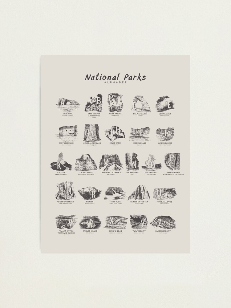 "National Parks Alphabet" Photographic Print by TalosTheTitan | Redbubble