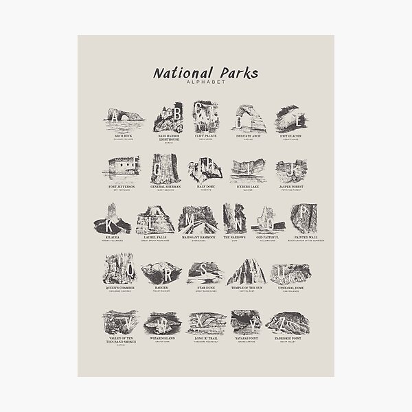 "National Parks Alphabet" Photographic Print by TalosTheTitan | Redbubble