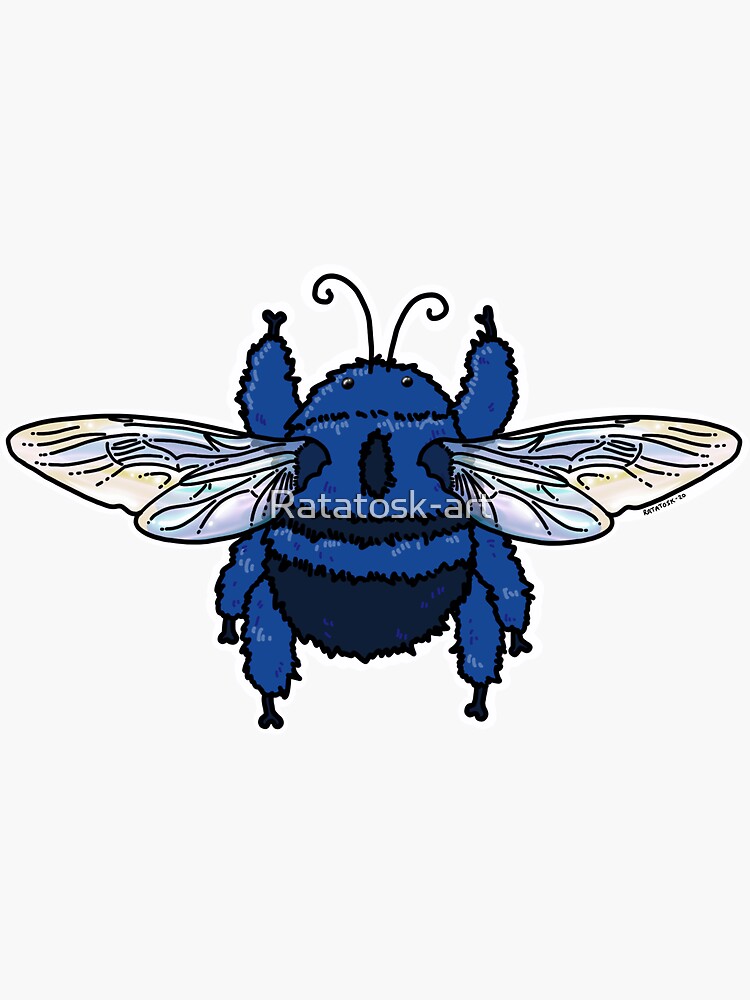 "Fluffy blue bee" Sticker for Sale by Ratatosk-art | Redbubble