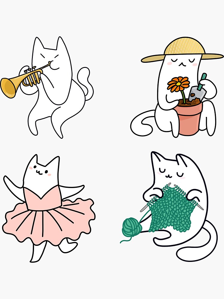 "Hobby Cats" Sticker for Sale by eldest-son | Redbubble