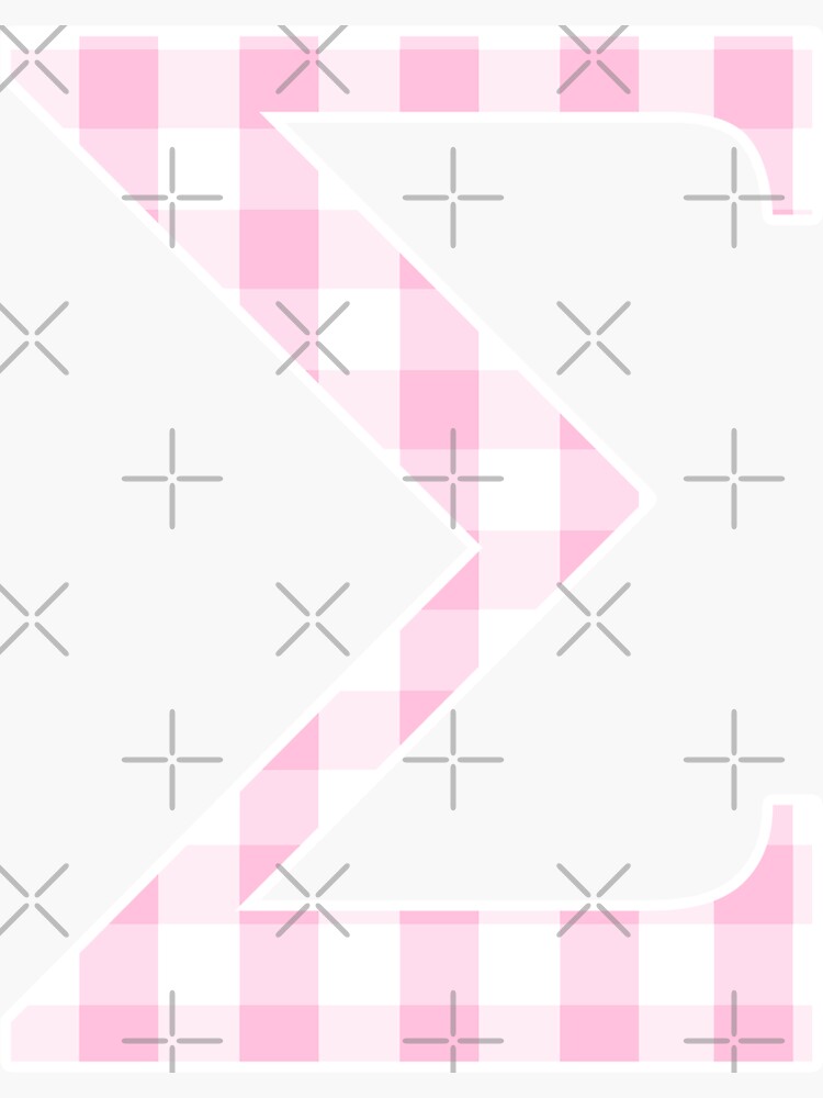 "The Letter Sigma - Monogram in Pink and White Gingham" Sticker for ...
