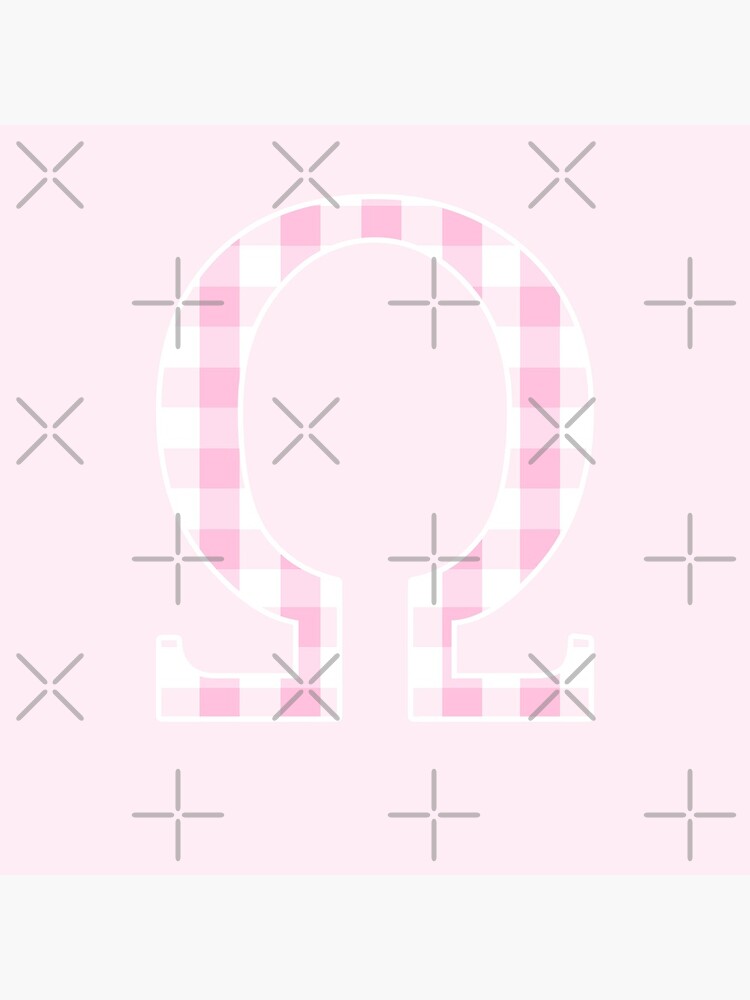 "The Letter Omega - Monogram in Pink and White Gingham" Poster for Sale ...
