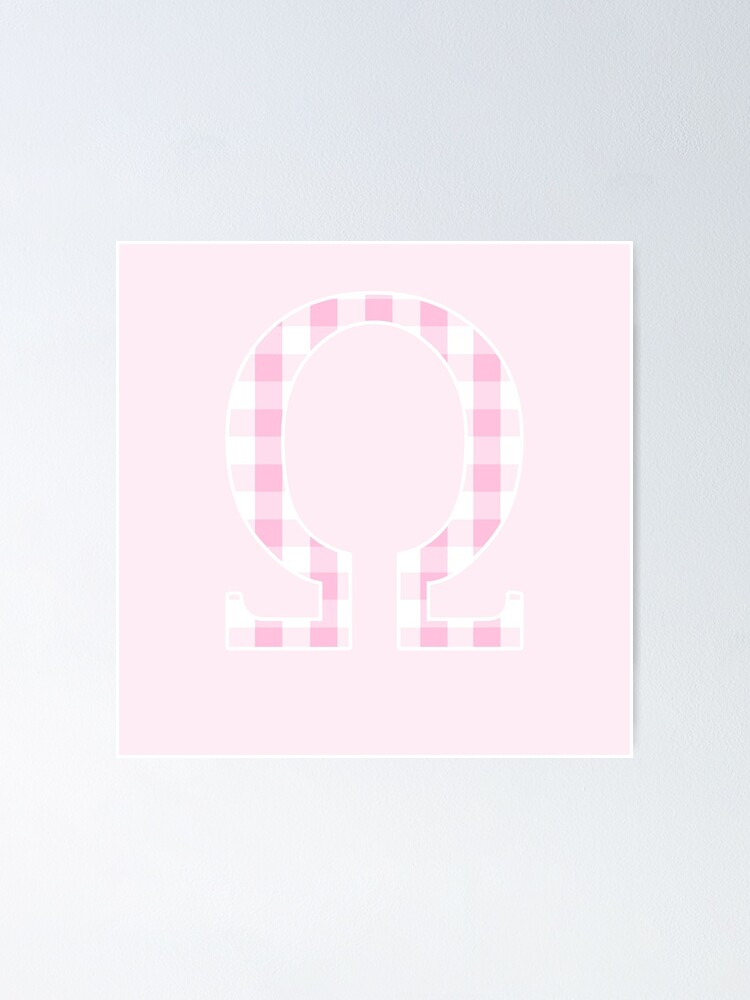 "The Letter Omega - Monogram in Pink and White Gingham" Poster for Sale ...