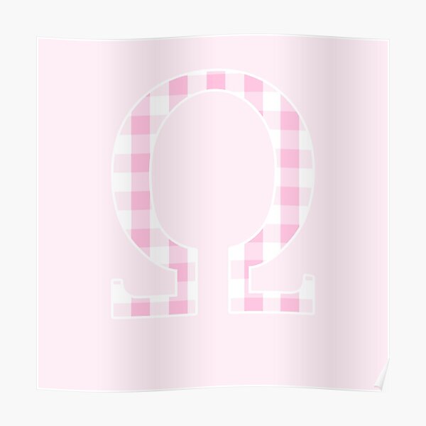 "The Letter Omega - Monogram in Pink and White Gingham" Poster for Sale ...