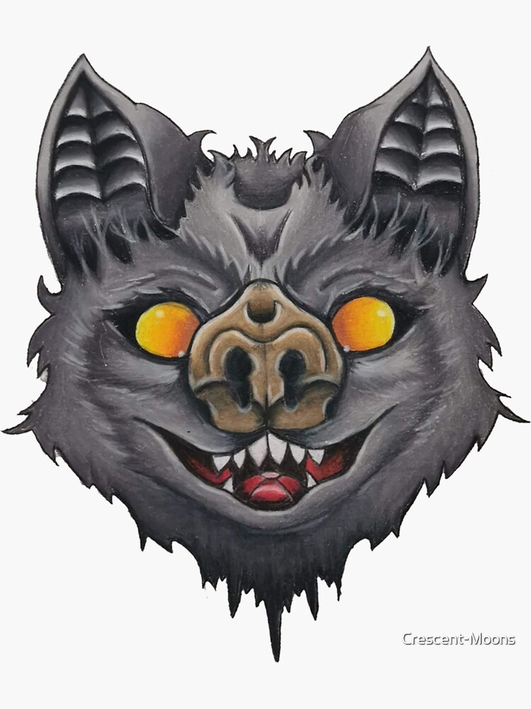"Neo Traditional Bat Tattoo" Sticker for Sale by Crescent-Moons | Redbubble