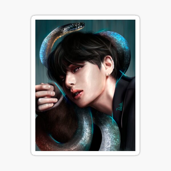" BTS V" Sticker by Zelenart | Redbubble