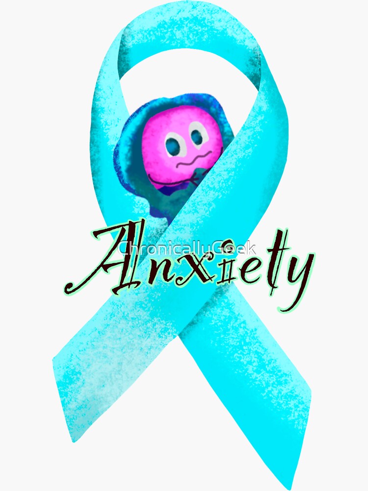 "Anxiety Awareness Ribbon" Sticker for Sale by ChronicallyGeek | Redbubble