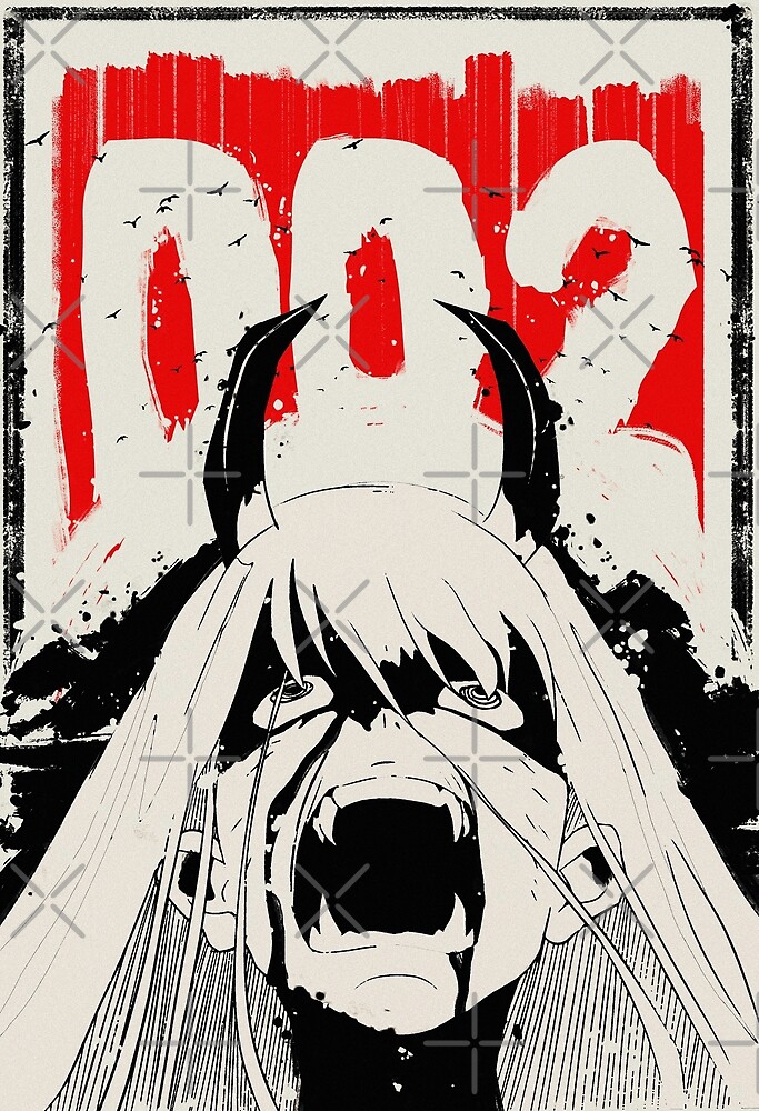"Zero Two Japanese Ink ゼロツー" by Waifu Dope | Redbubble