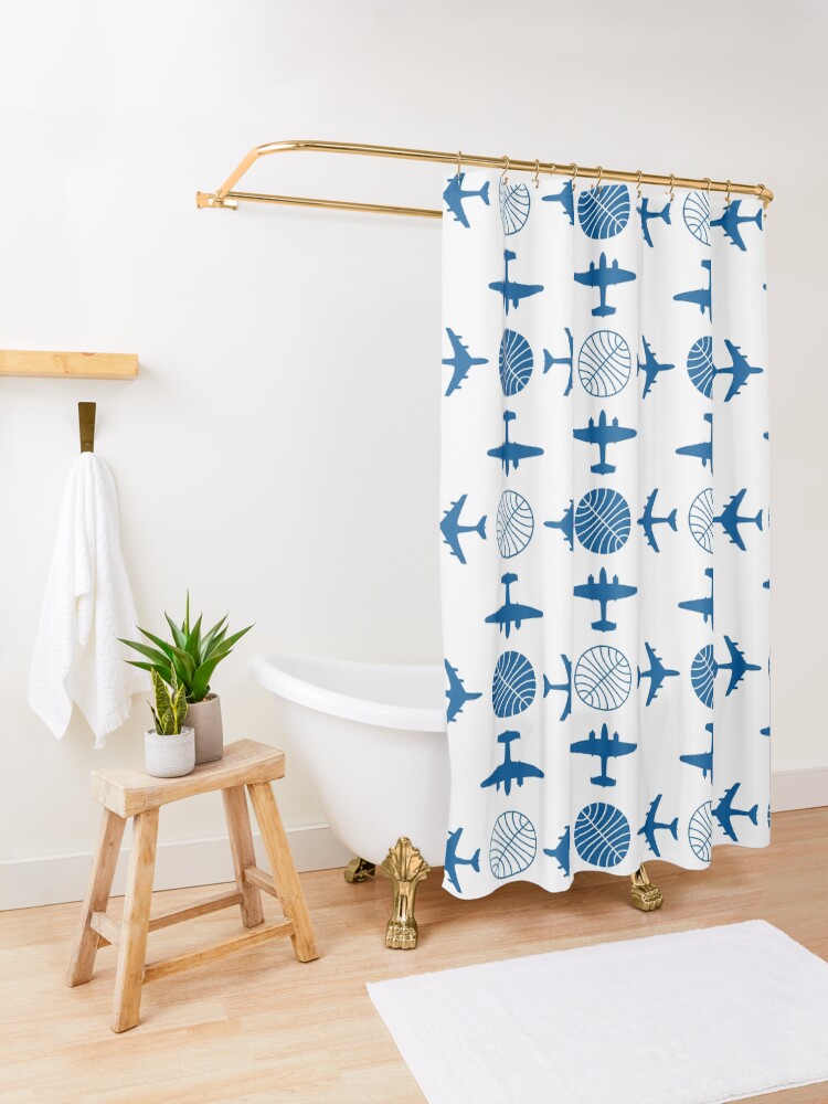 "Pan Am Plane Icon Pattern" Shower Curtain for Sale by panamofficial ...