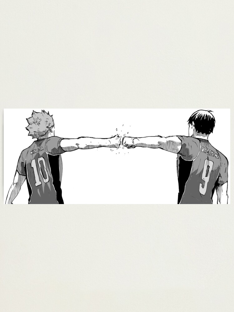 "Hinata and Kageyama Fist Bump" Photographic Print for Sale by ...