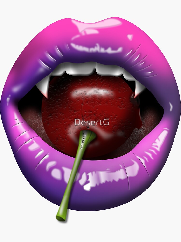 "Pink and Purple Vampire Lips" Sticker by DesertG | Redbubble