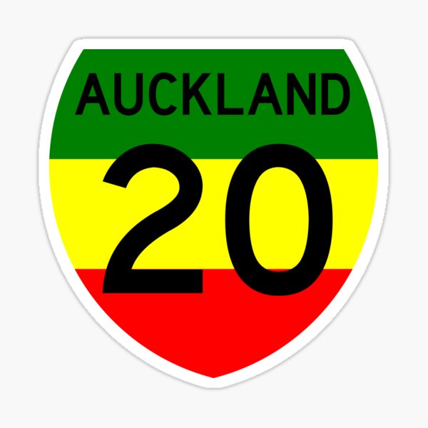 "Auckland Highway 20 in Rasta Colours" Sticker by Kiwidom | Redbubble