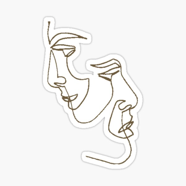 Abstract Face One Line Art Sticker For Sale By Khanchoice Redbubble