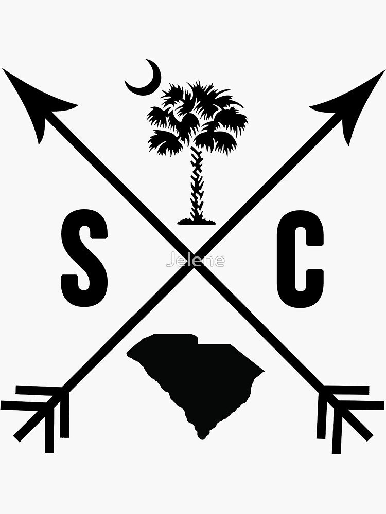 "SC South Carolina Palmetto Tree and State Design with Arrows" Sticker ...