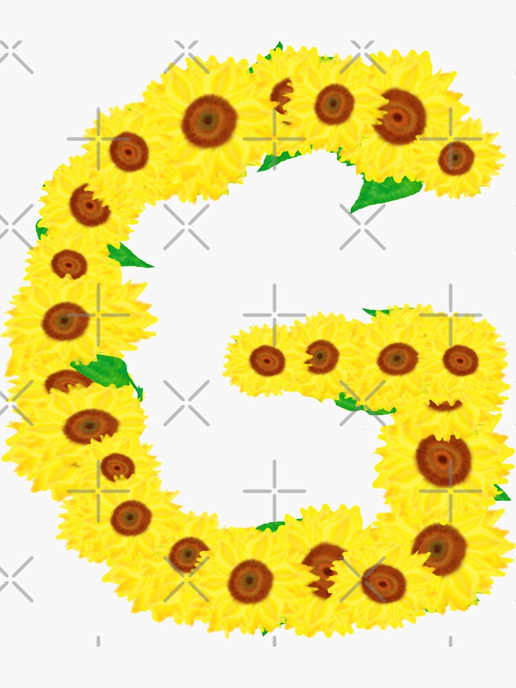 "Sunflowers Initial Letter G (White Background)" Sticker for Sale by ...