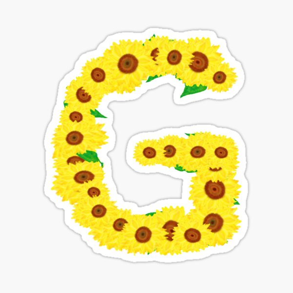 "Sunflowers Initial Letter G (White Background)" Sticker for Sale by ...