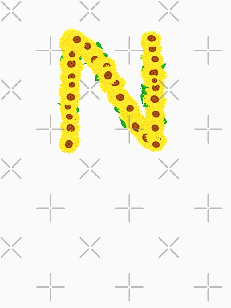 "Sunflowers Initial Letter N (White Background)" T-shirt for Sale by ...