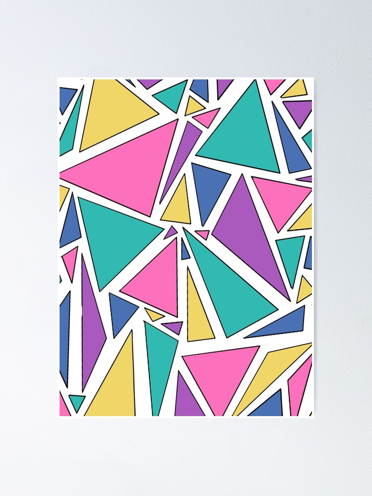 "White 80’s triangle pattern " Poster by Rachelerinart | Redbubble