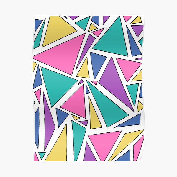 "White 80’s triangle pattern " Poster by Rachelerinart | Redbubble