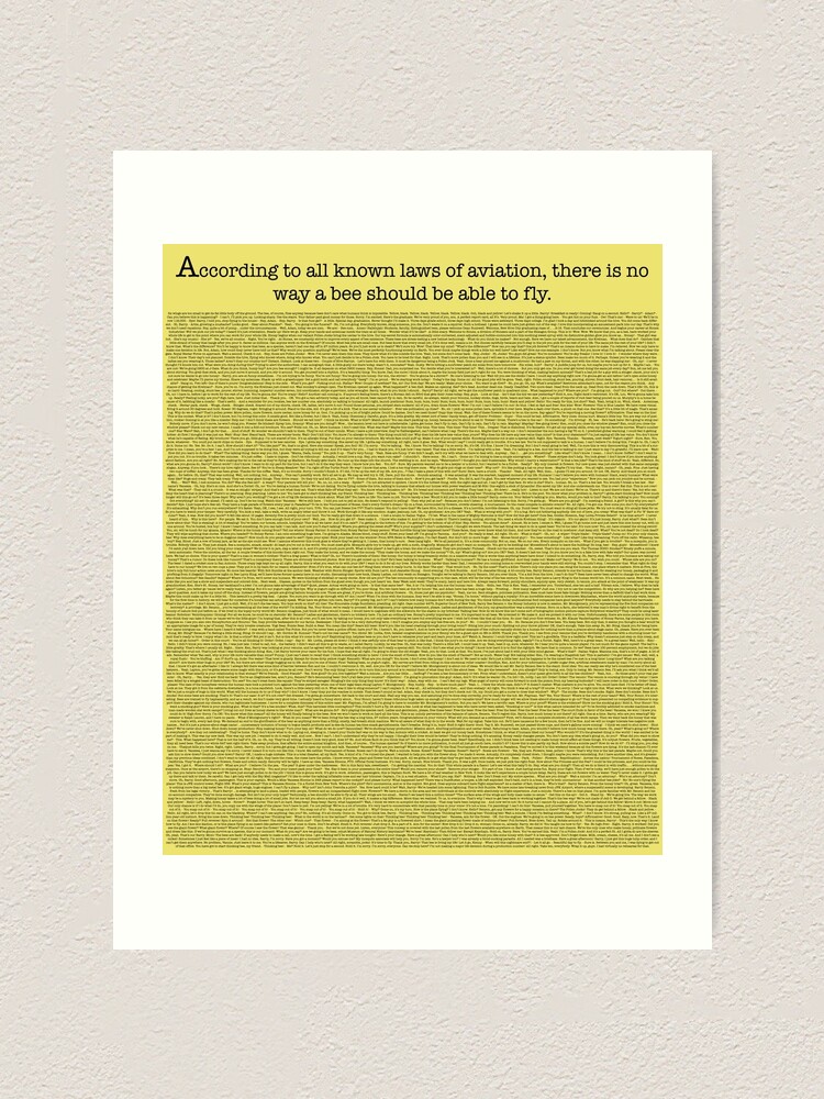 "The Entire Bee Movie Script " Art Print for Sale by mega-megantron ...