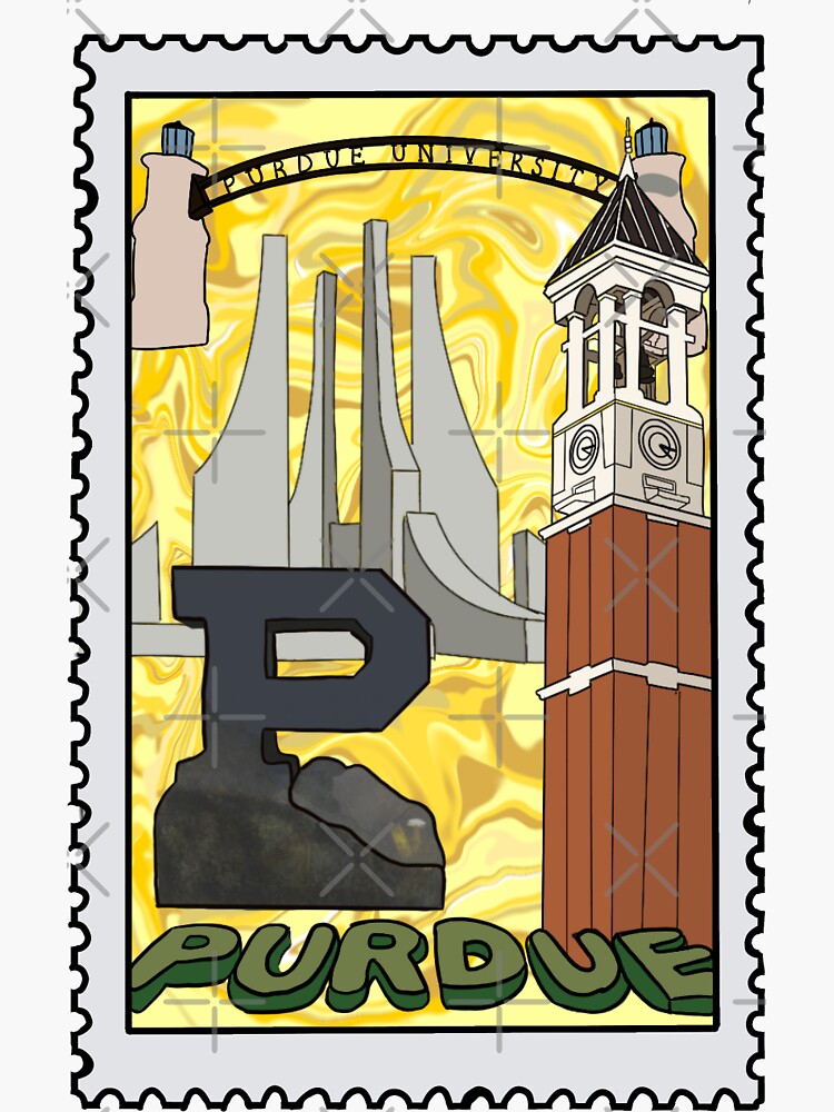 "purdue landmarks stamp" Sticker for Sale by margaroconnor | Redbubble