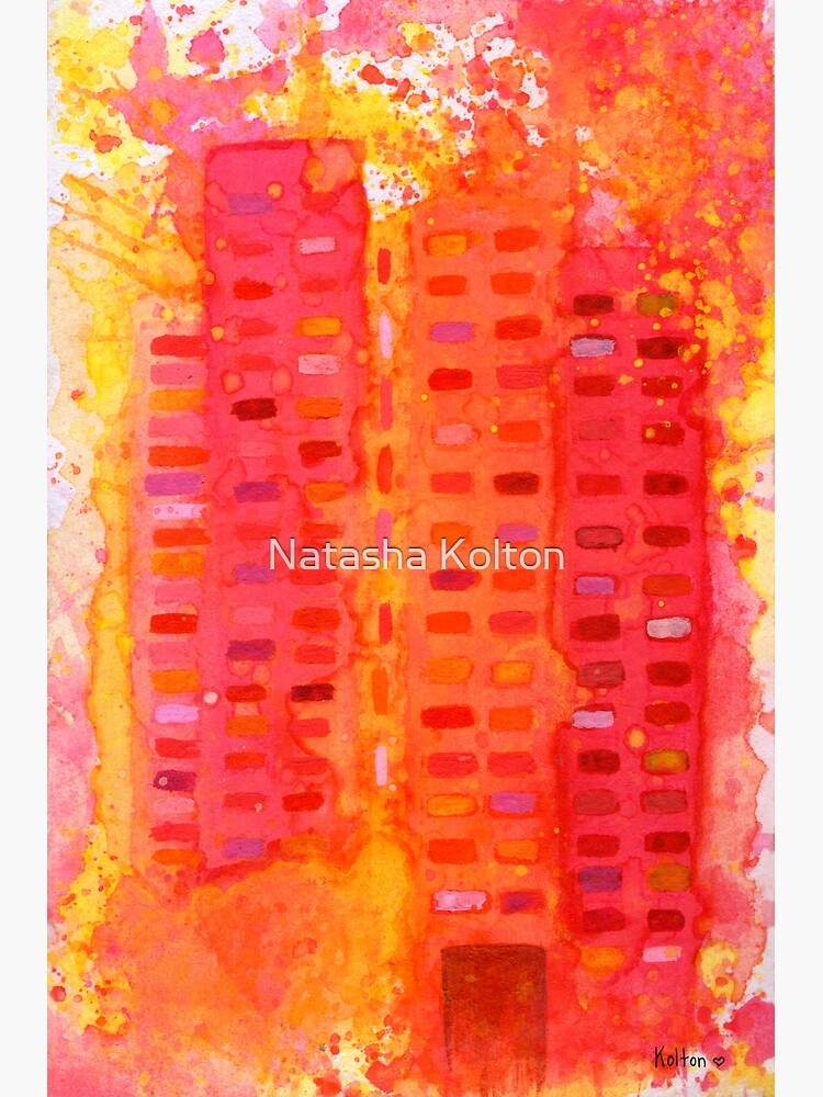 Póster «Ciudad rosa amarilla - Ciudades - Salpicaduras de acuarela y ...