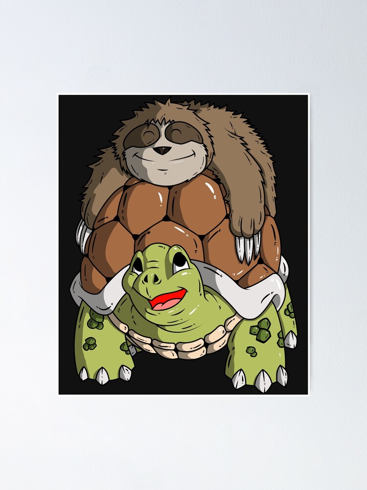 "Funny Chill Sloth Riding On A Turtle" Poster for Sale by Anumber1 ...