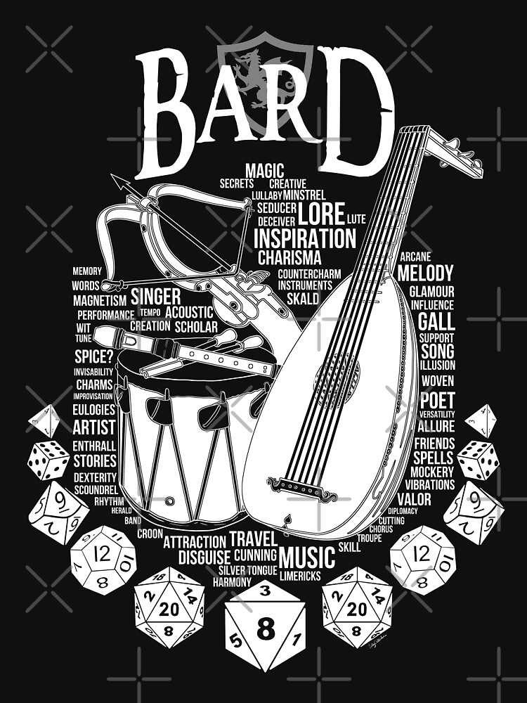 "RPG Class Series: Bard - White Version" T-shirt for Sale by Milmino ...