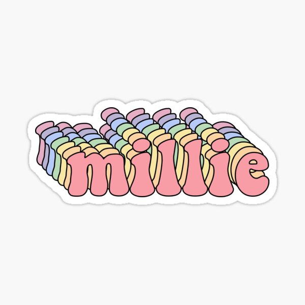 "millie name sticker" Sticker for Sale by youtubemugs | Redbubble