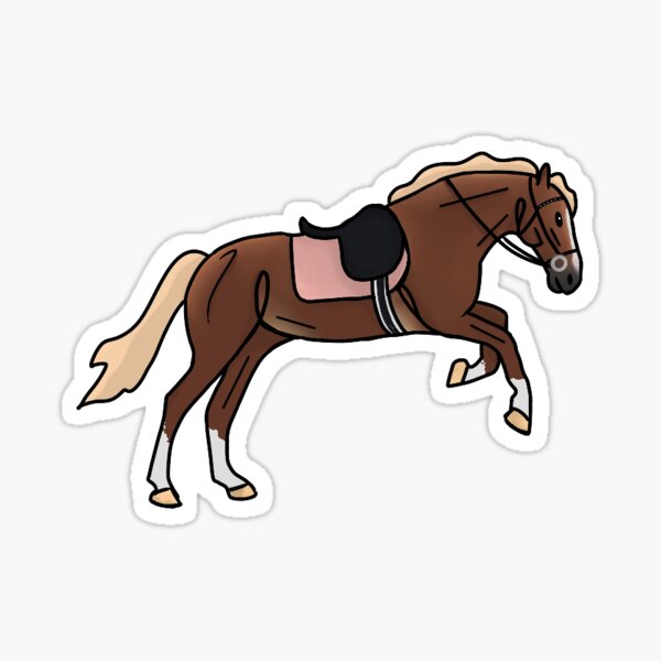 "Custom Horse Jumping with Tack" Sticker by Chlo-Chlo- | Redbubble