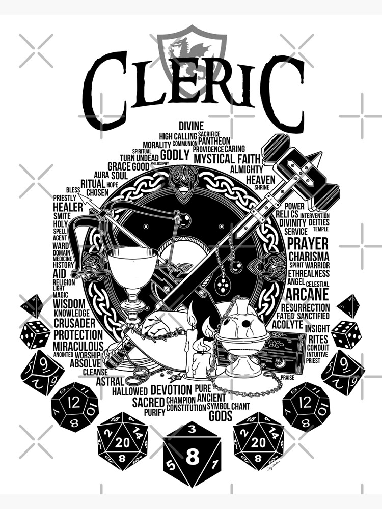 "RPG Class Series: Cleric - Black Version" Poster by Milmino | Redbubble