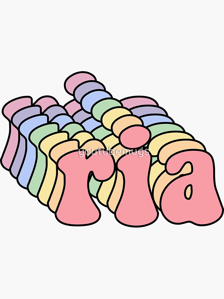 "ria name sticker" Sticker by youtubemugs | Redbubble
