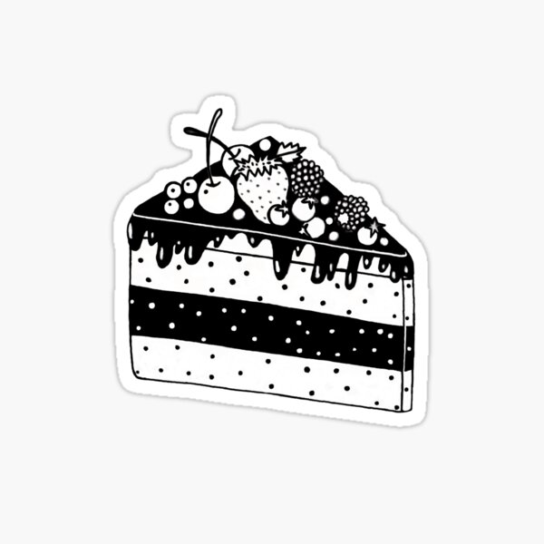 "Piece Of Cake With Fruits Art" Sticker by Oirabot | Redbubble
